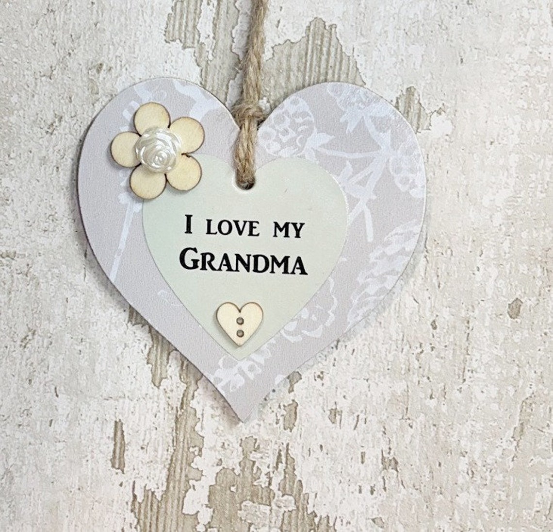 I Love My Grandma Keepsake Wooden Heart Gift Plaque/sign - Etsy
