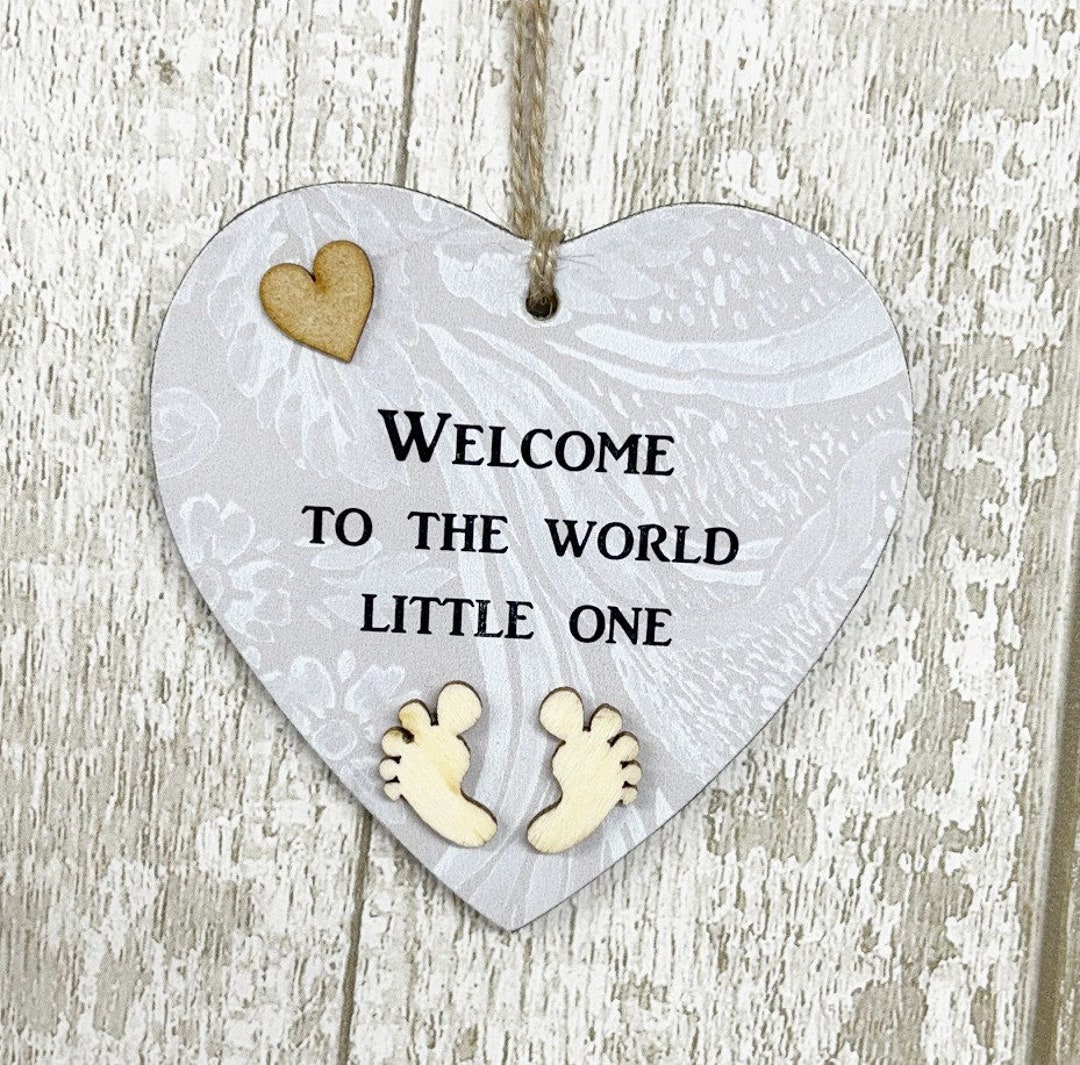 New Baby Welcome to the World Little One Wooden Heart Gift Plaque - Etsy
