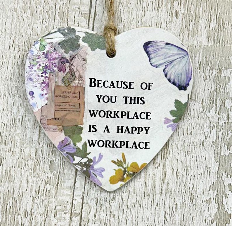 Workplace Friendship Gift Heart Happy Place Appreciation Wooden Sign ...