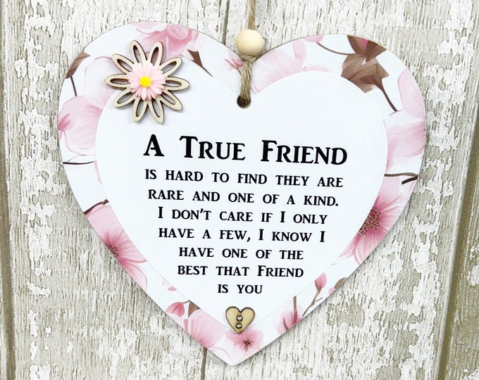 A True Friend Special Friend One of A Kind Friendship Wooden Gift Heart ...