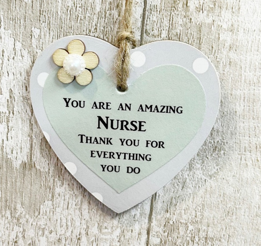 Thank You for Being an Amazing Nurse Thank You Wooden Gift Heart Plaque ...