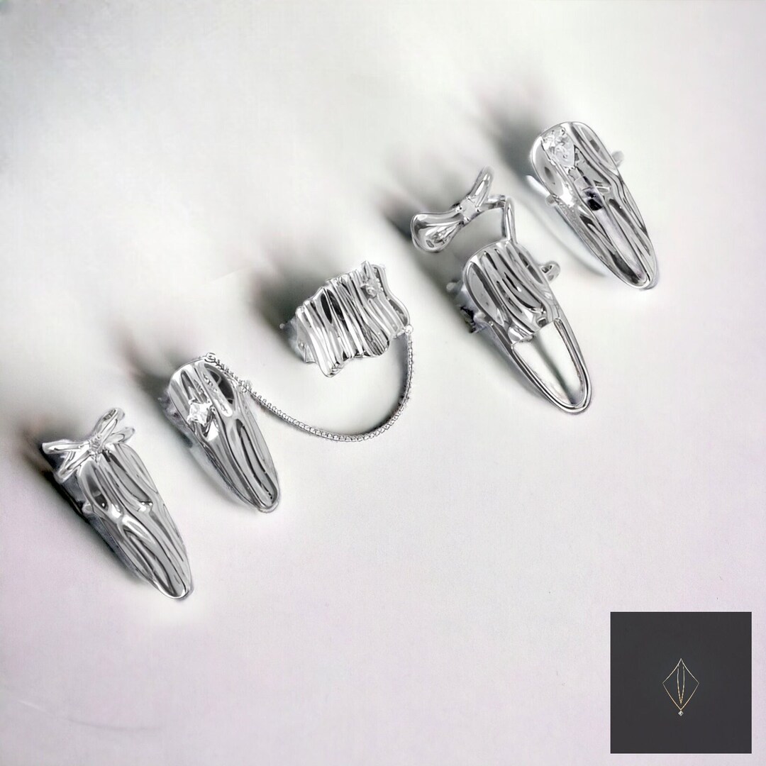 Silver Fingertip Rings, Anime Cosplay, Goth, Emo Jewellery, Gothic ...