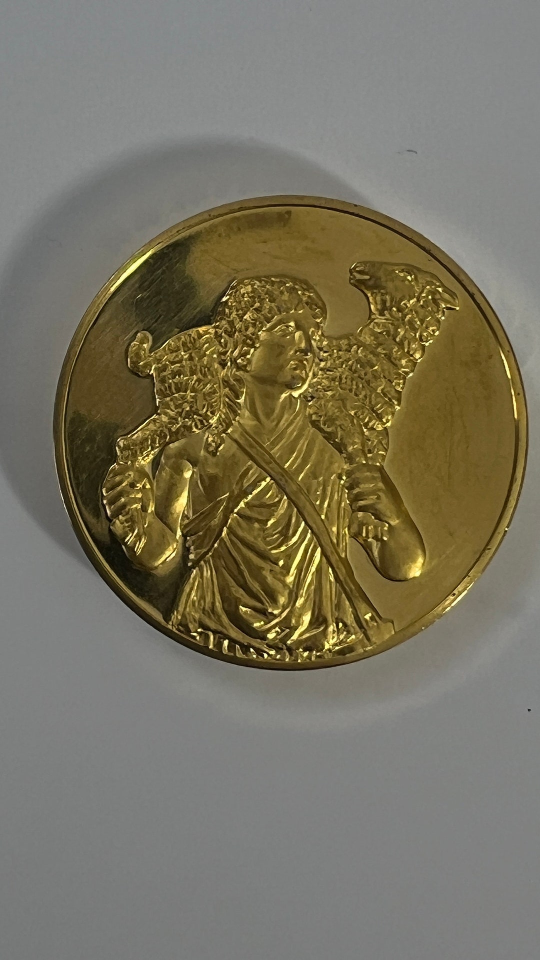 Good Shepherd Medallion 24 Karat Gold Electroplate on Bronze. Very ...