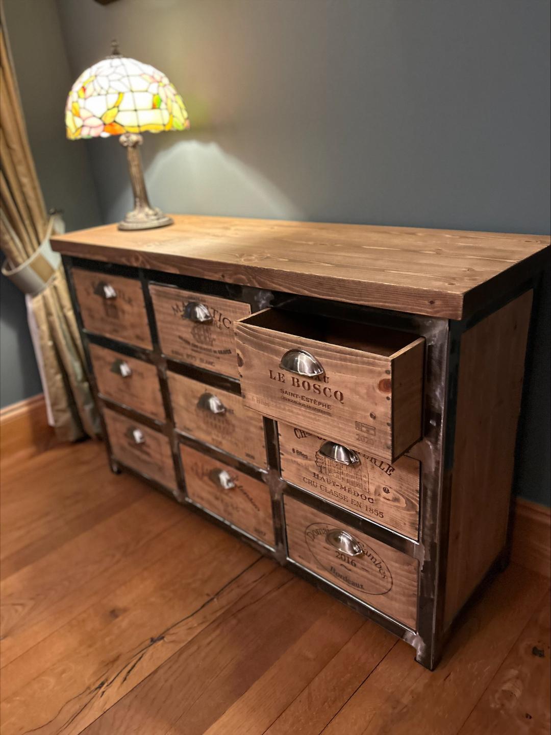 9 Drawer Industrial Wine Box Unit Side Board - Etsy UK
