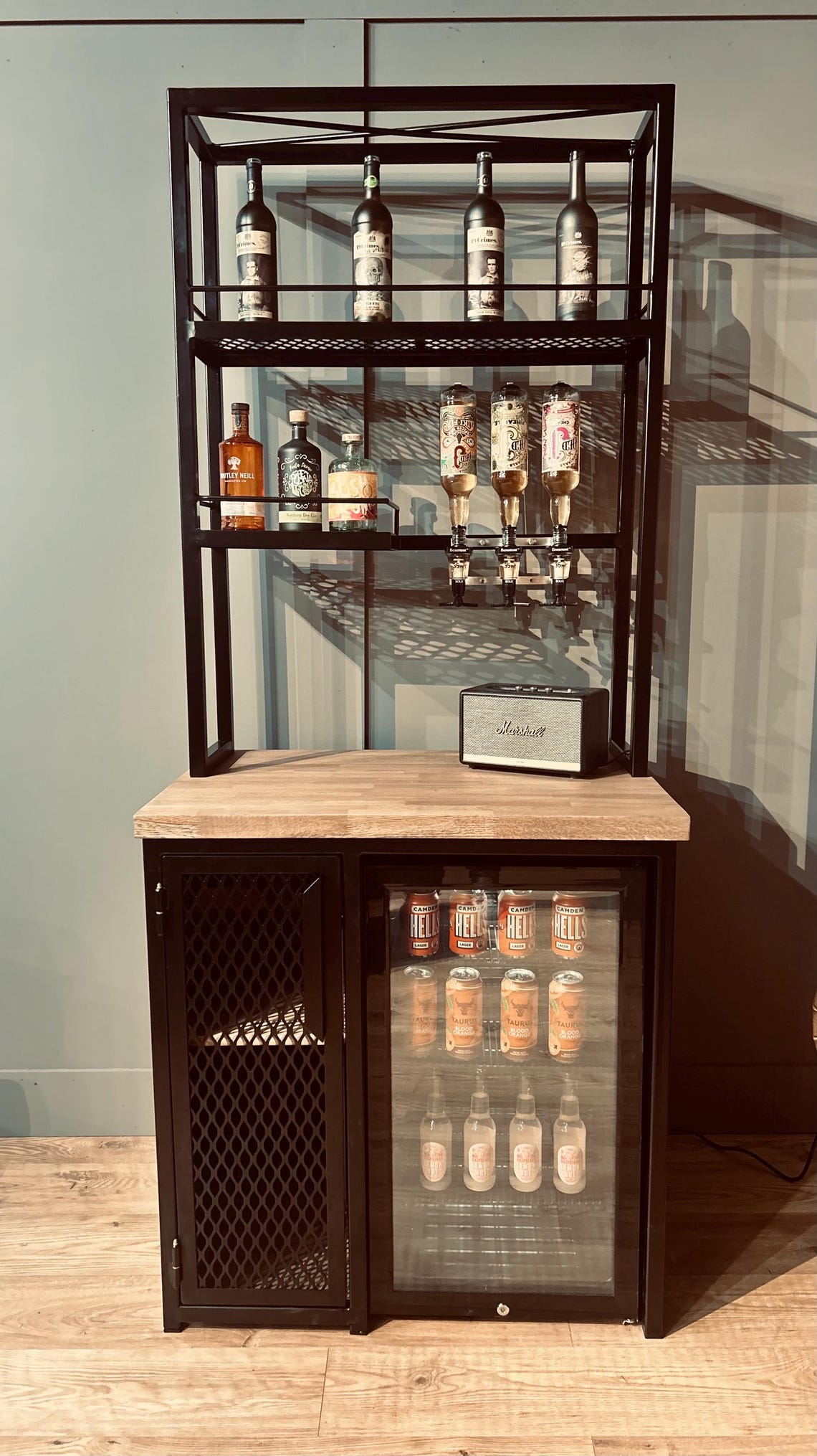 Industrial Home Bar Unit With Fridge Side Unit - Etsy UK