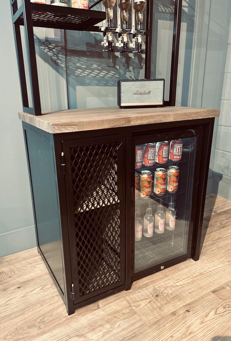 Industrial Home Bar Unit With Fridge Side Unit - Etsy UK