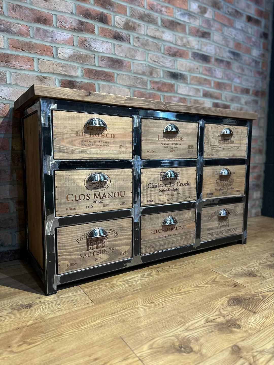 9 Drawer Industrial Wine Box Unit Side Board - Etsy UK