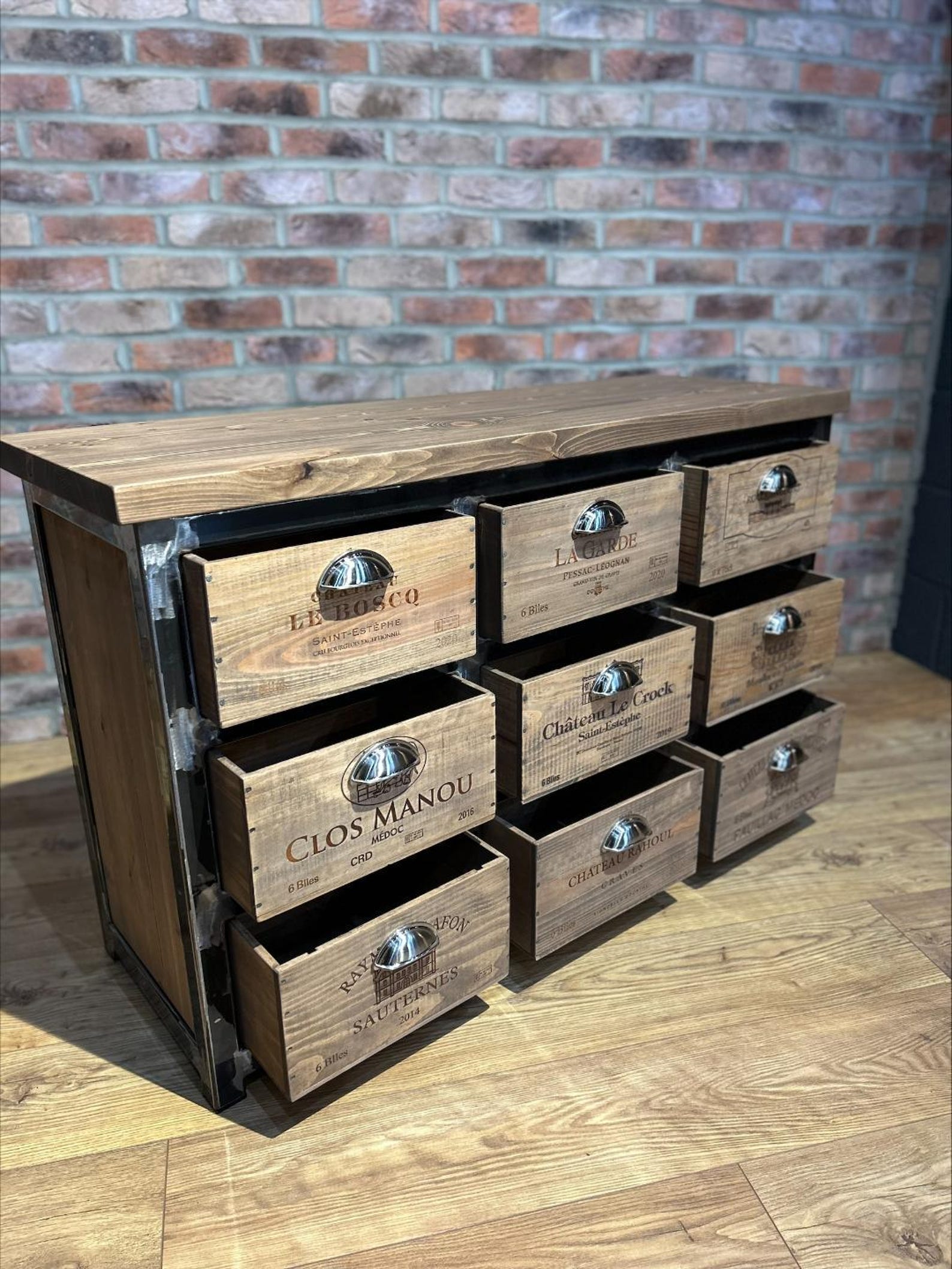9 Drawer Industrial Wine Box Unit Side Board - Etsy UK