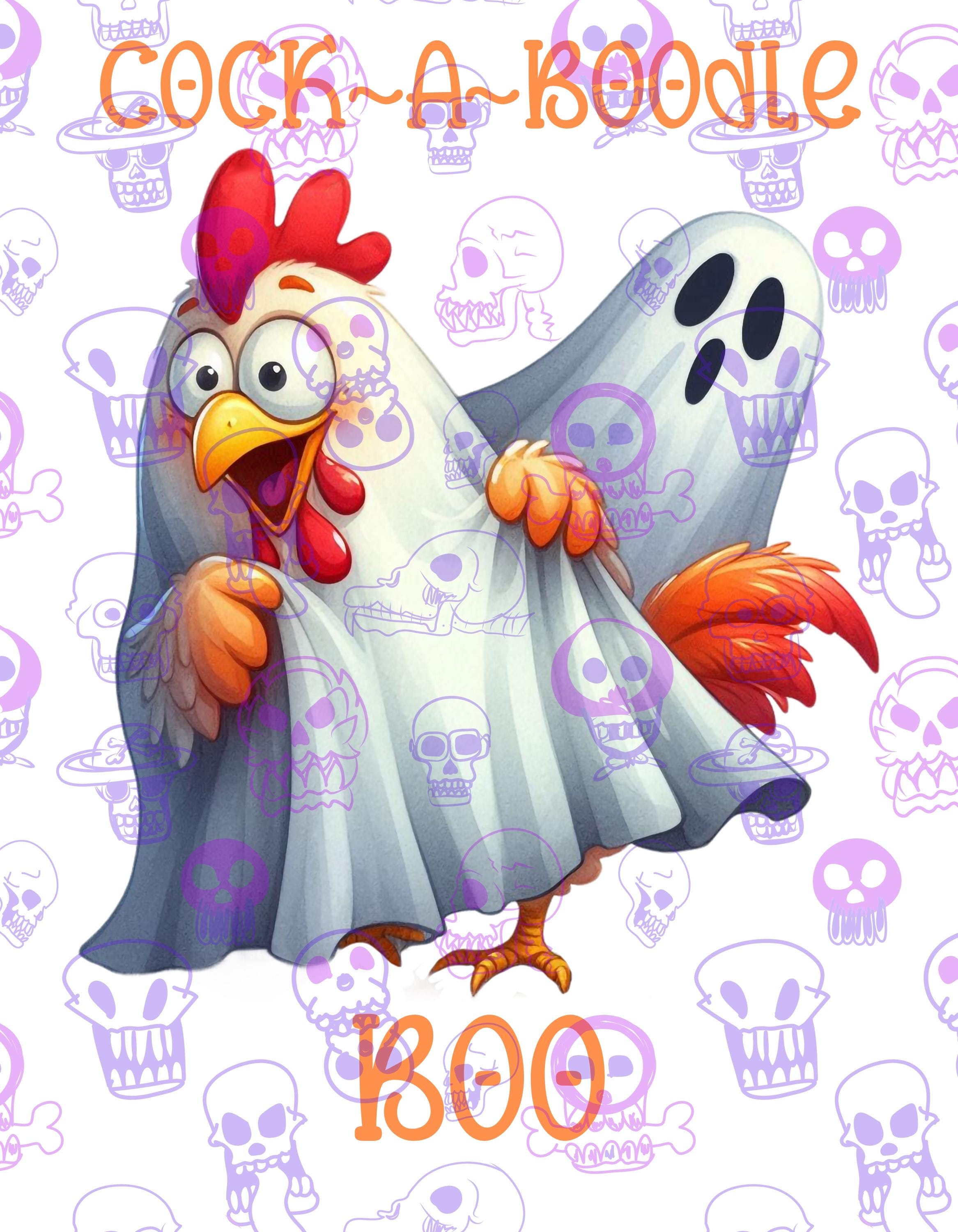 Cock A Boodle Boo PNG Digital Download, Chicken, Halloween, Ghosts ...
