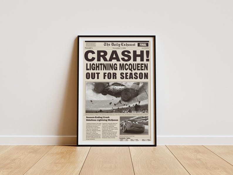 Lightning Mcqueen Crash Poster - High-resolution Digital Download ...