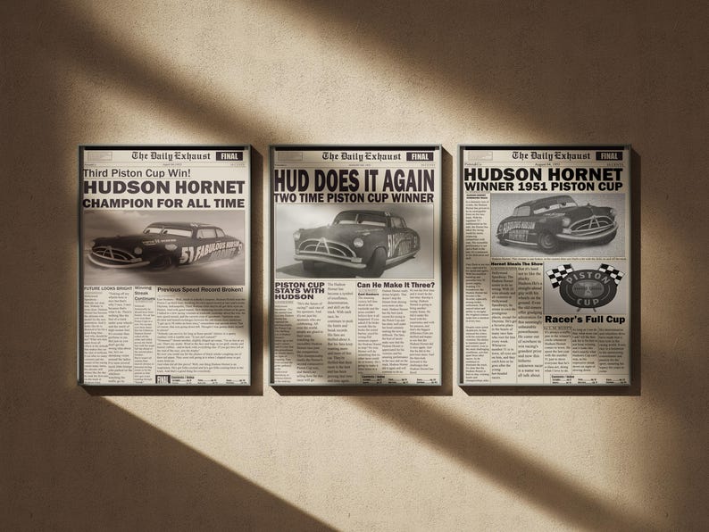 Hudson Hornet Newspaper Poster Set: 1951 Piston Cup Champion (digital ...