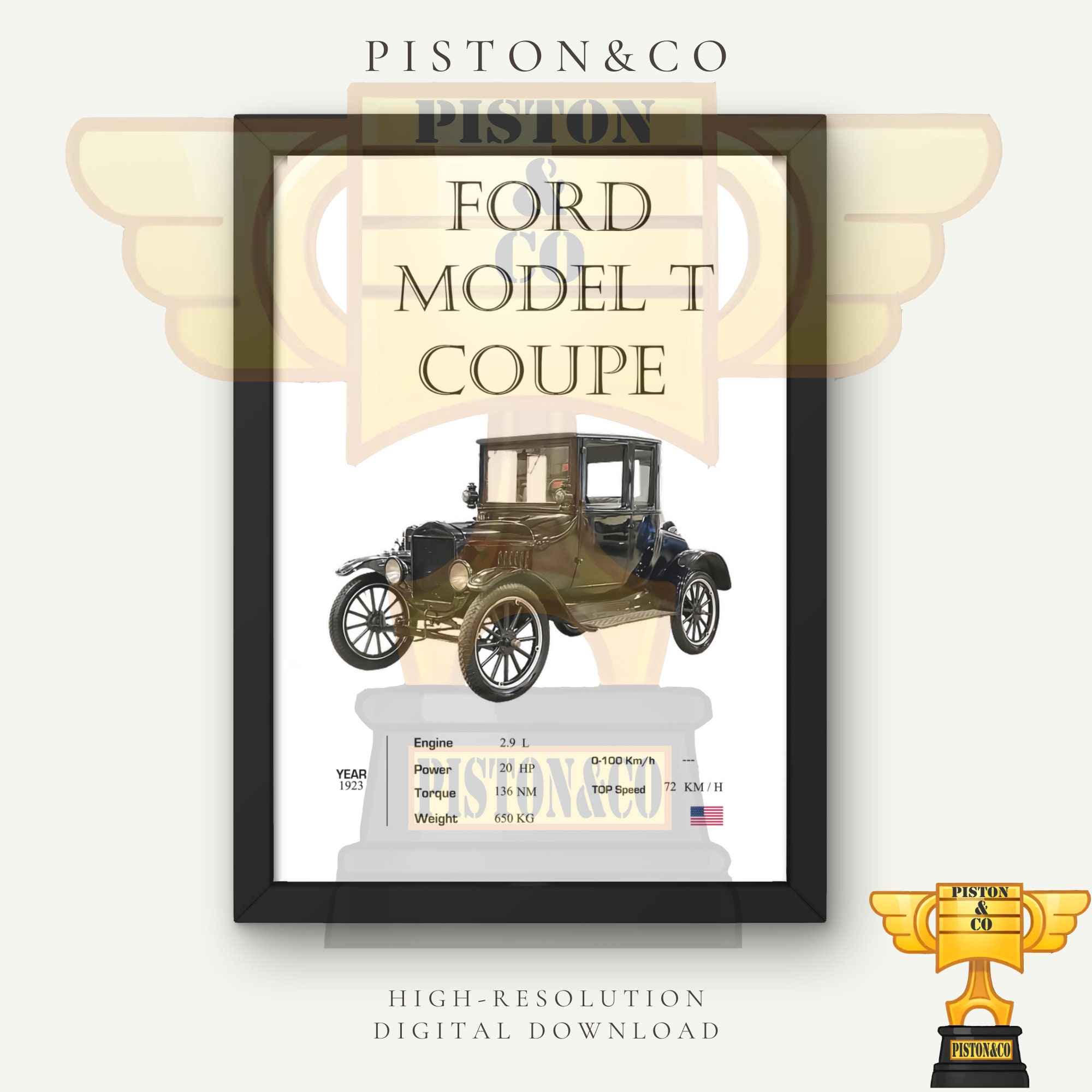 Vintage Ford Model T Coupe Poster Lizzie From Pixar's Cars High ...