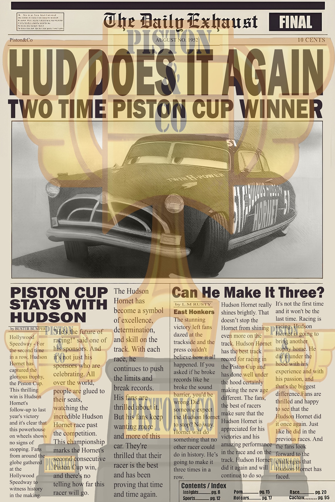 Vintage Hudson Hornet Racing Newspaper Print Hudson Hornet Two Time ...