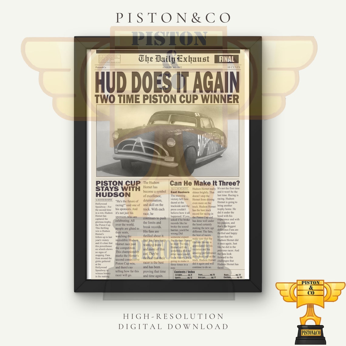 Vintage Hudson Hornet Racing Newspaper Print Hudson Hornet Two Time ...