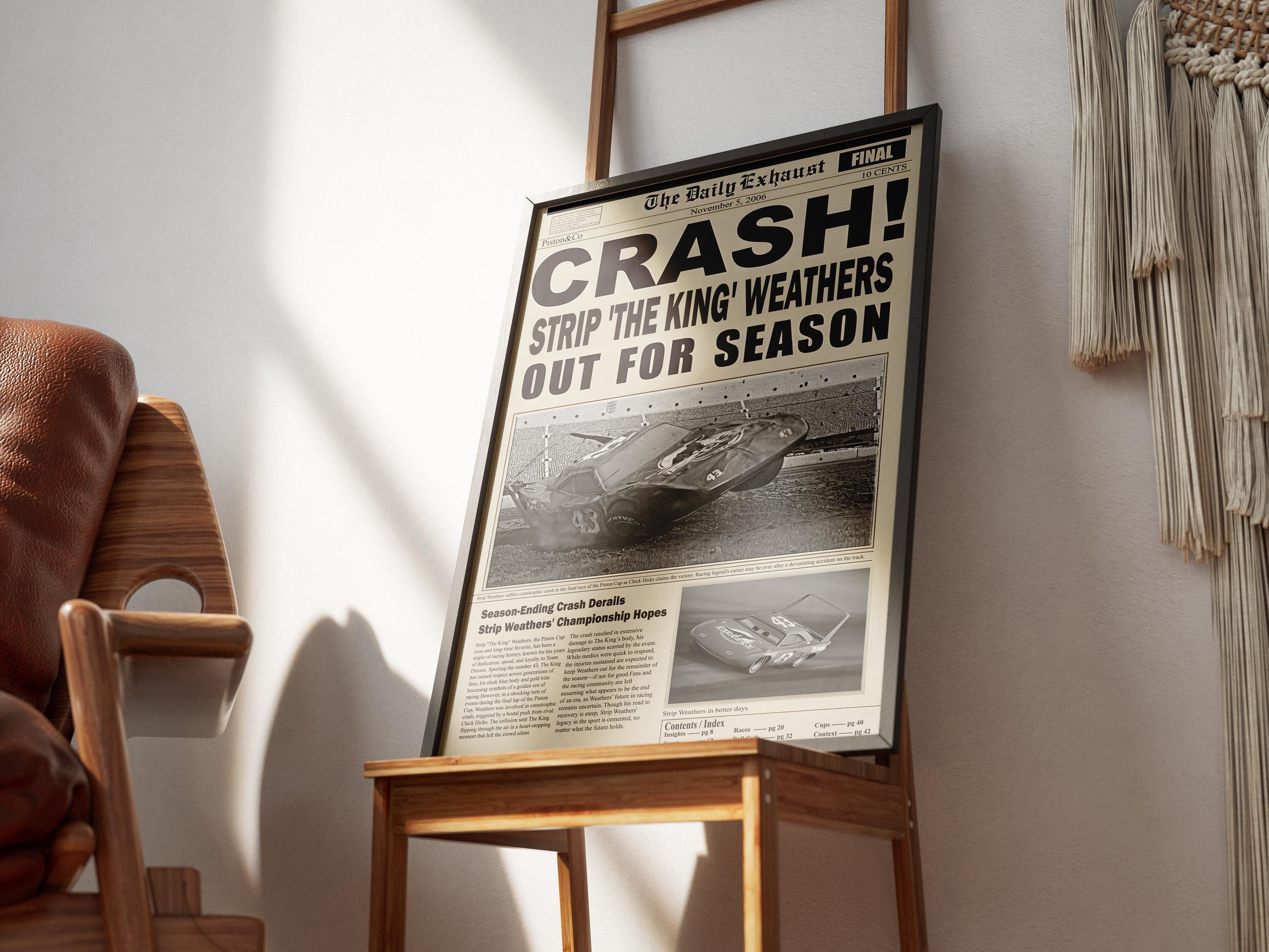 Strip "the King" Weathers Crash - Poster Piston Cup Racing Art - Etsy