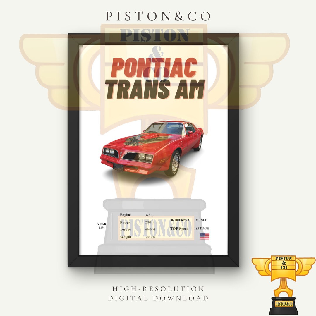 Vintage 1977 Pontiac Trans Am Poster - Classic Car Collectible Print - Etsy
