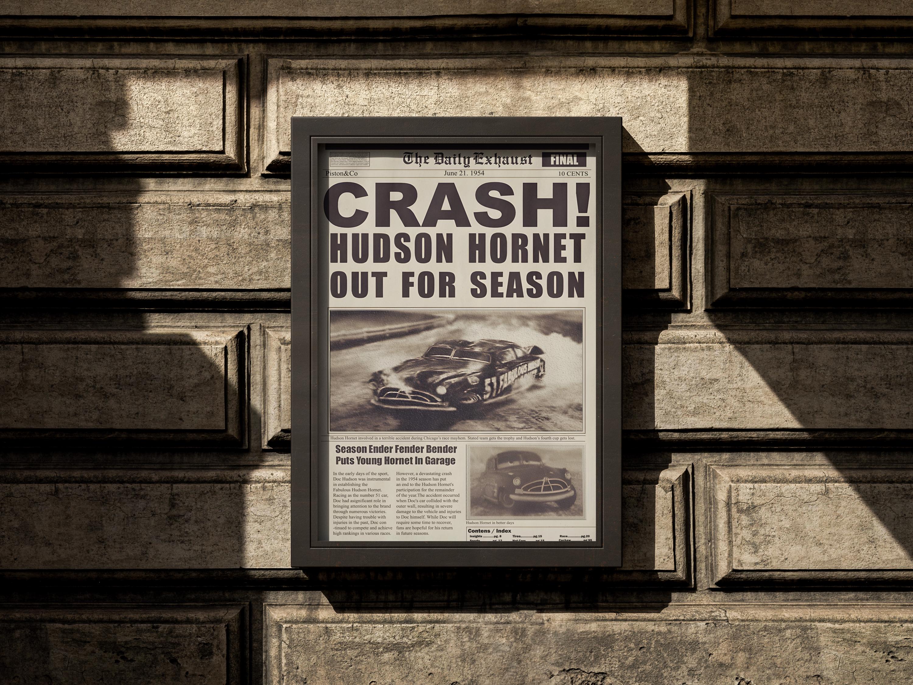 Crash Hudson Hornet Newspaper Print: Vintage Racing Car Art (digital ...