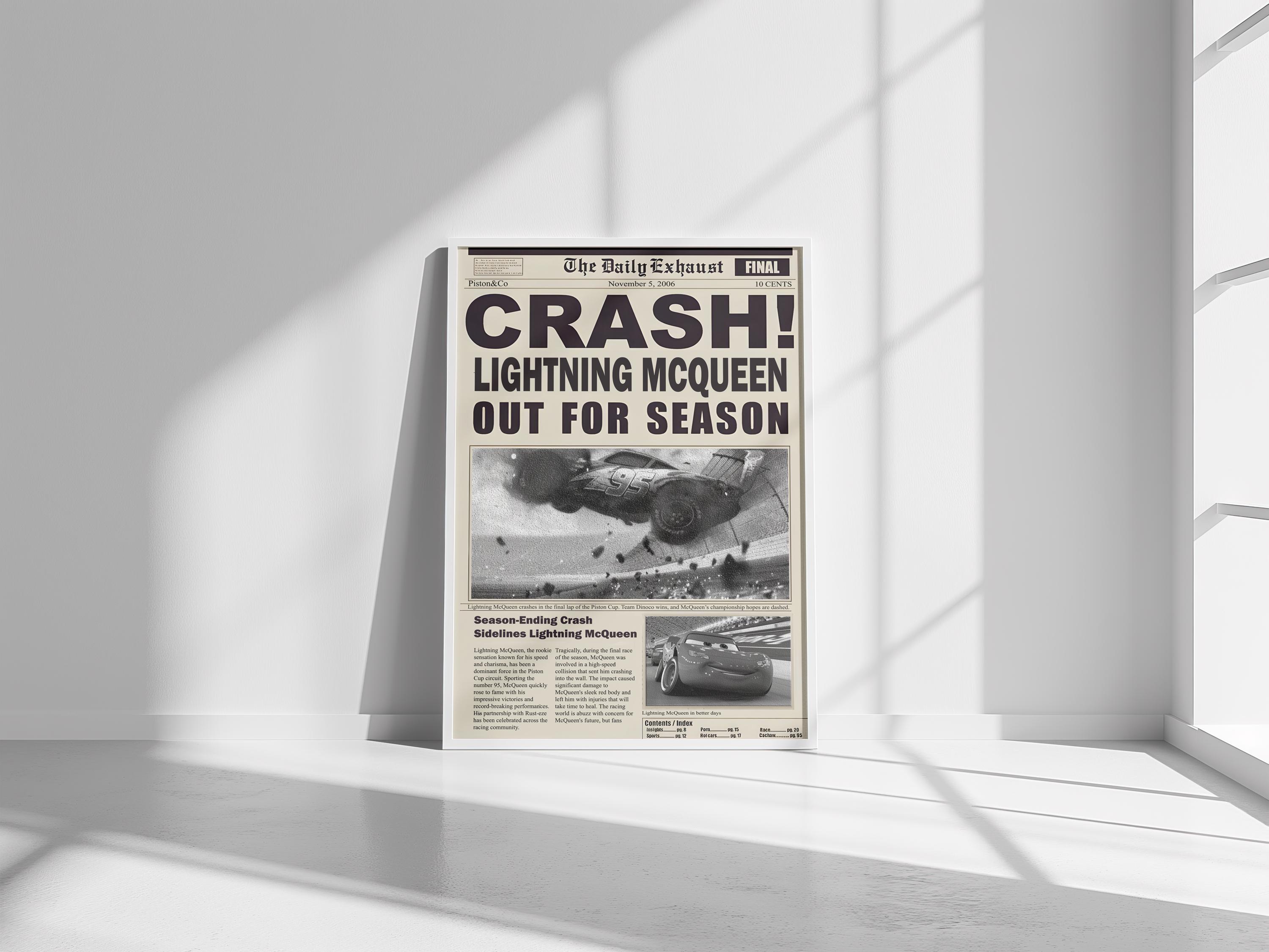 Lightning Mcqueen Crash Poster - High-resolution Digital Download ...