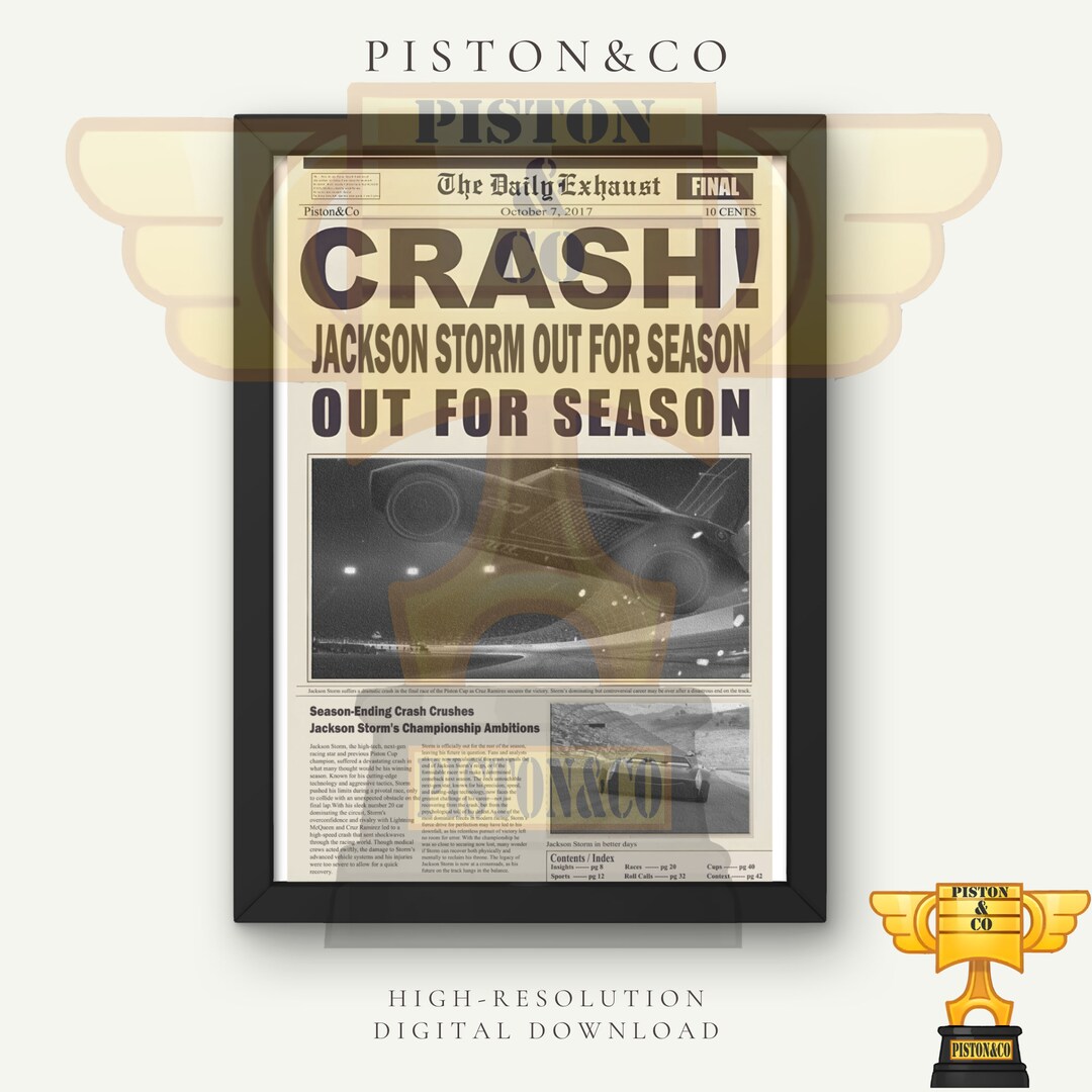 Jackson Storm Piston Cup Crash Poster – Digital Racing Wall Art - Etsy