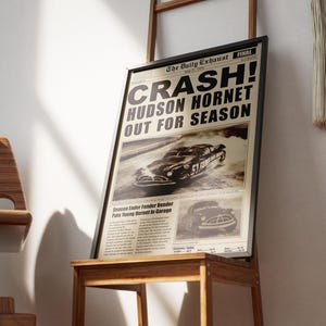 Crash Hudson Hornet Newspaper Print: Vintage Racing Car Art (digital ...