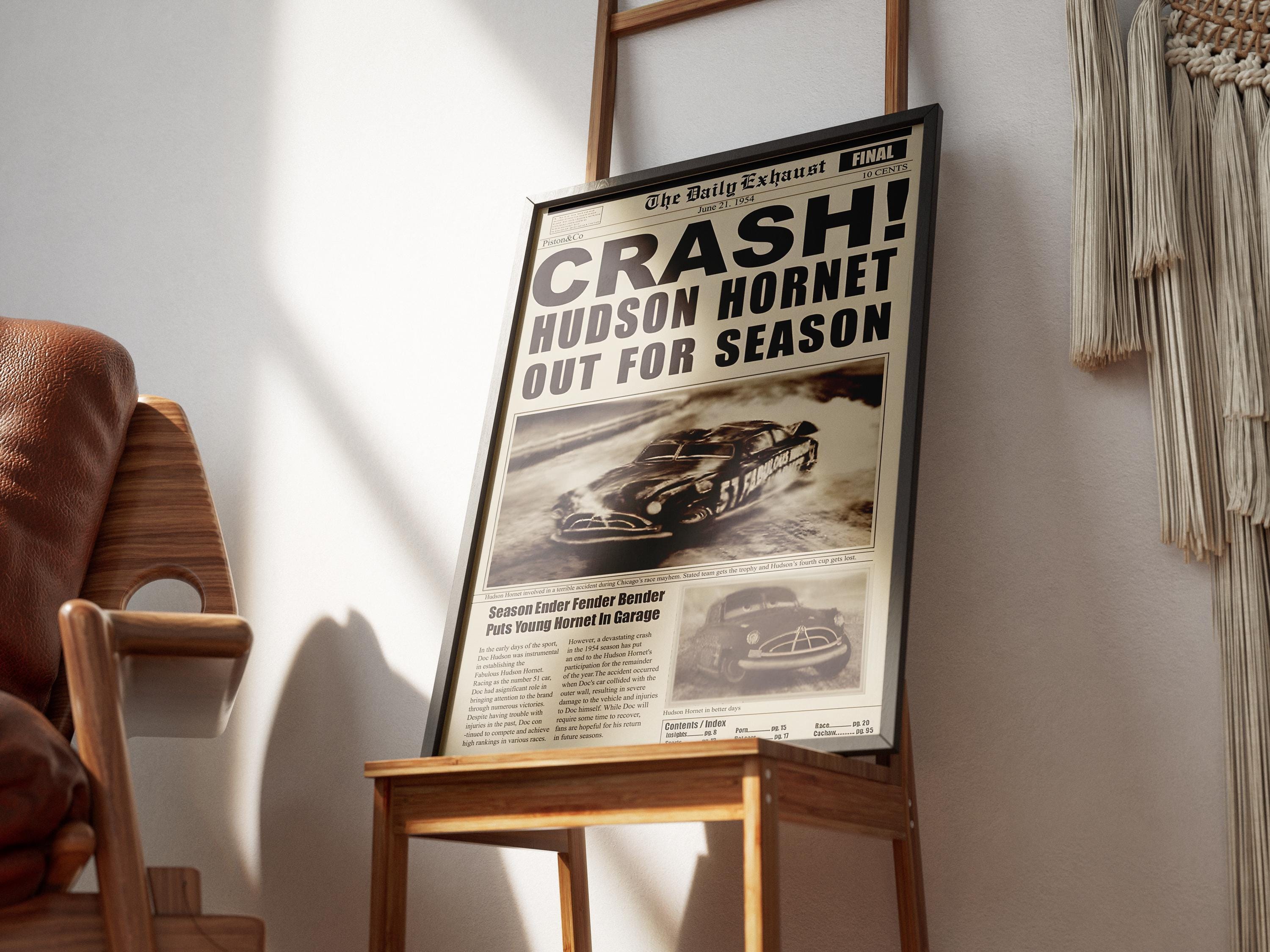 Crash Hudson Hornet Newspaper Print: Vintage Racing Car Art (digital ...