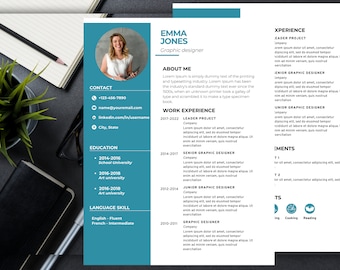 2 Pages, CV Template, Functional Resume Template, Canva, Design Resume ...