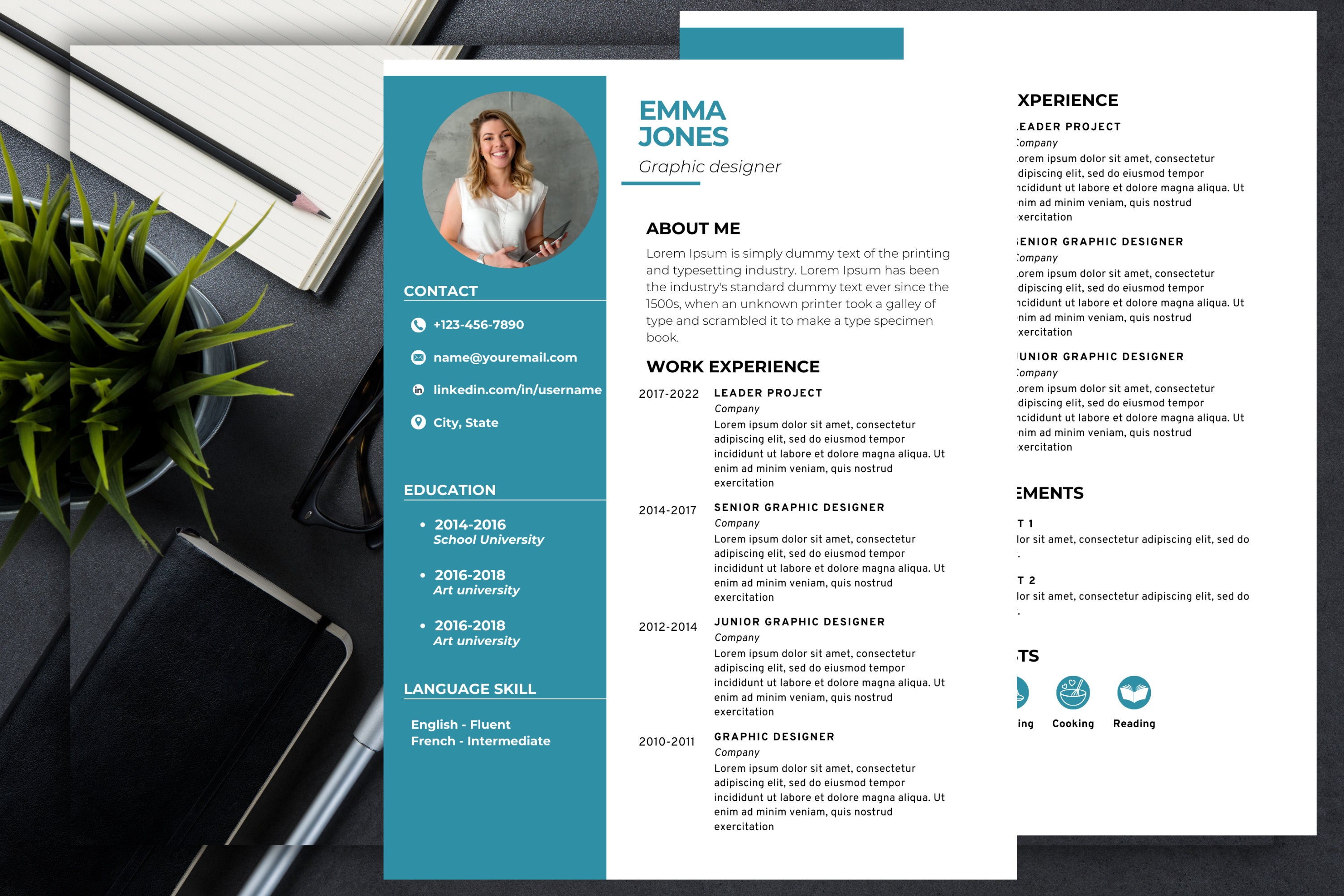 2 Pages, Functional Resume Template, Canva, Design Resume Template ...