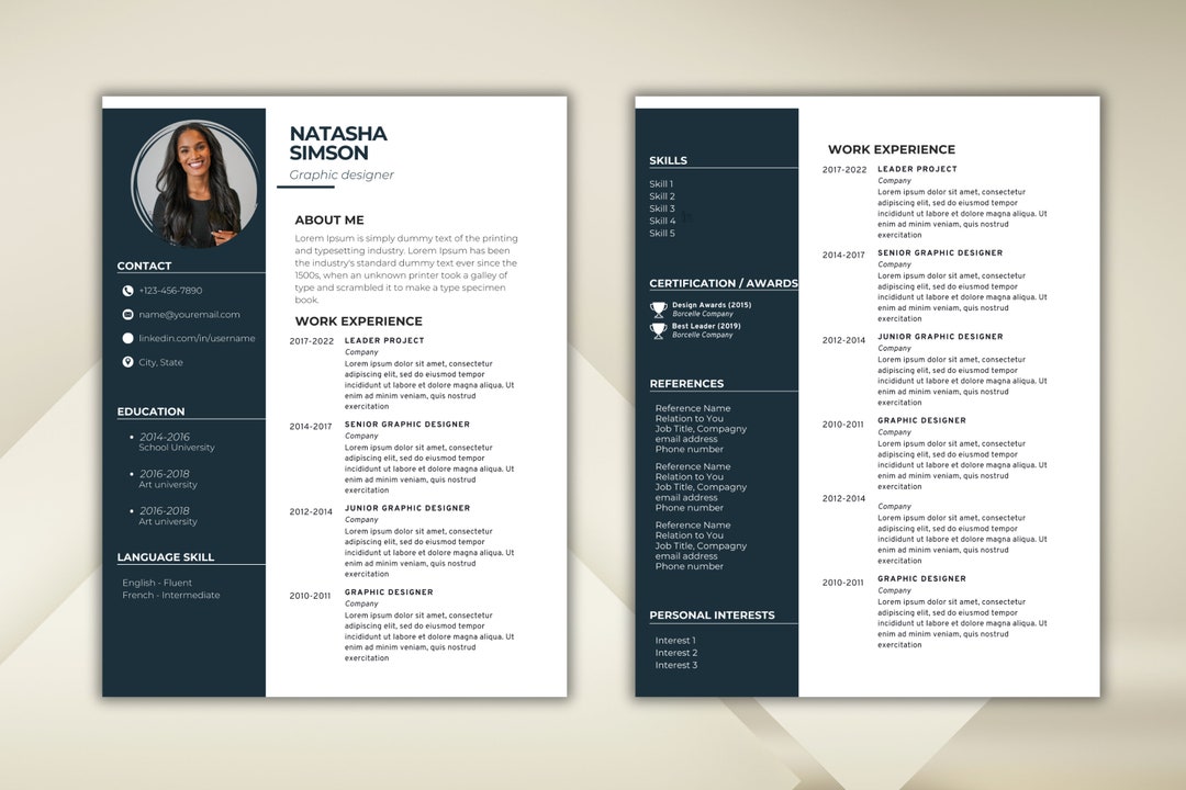 2 Pages, CV Template, Functional Resume Template, Canva, Design Resume ...