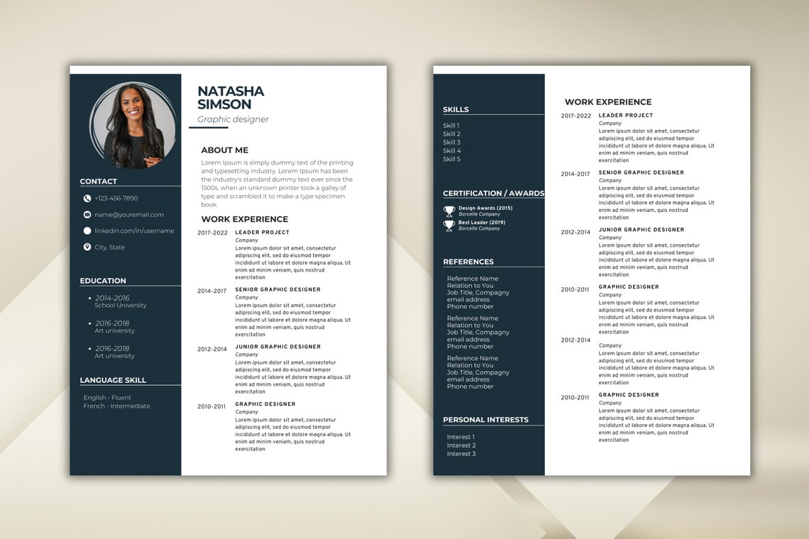 2 Pages, CV Template, Functional Resume Template, Canva, Design Resume ...