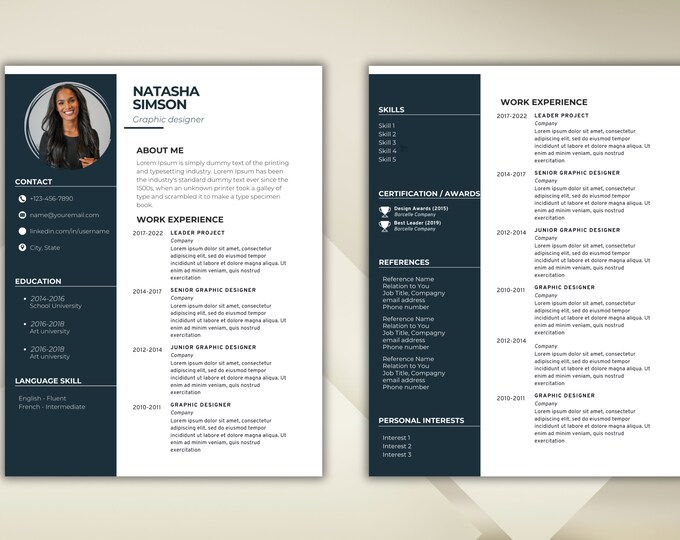 2 Pages, CV Template, Functional Resume Template, Canva, Design Resume ...