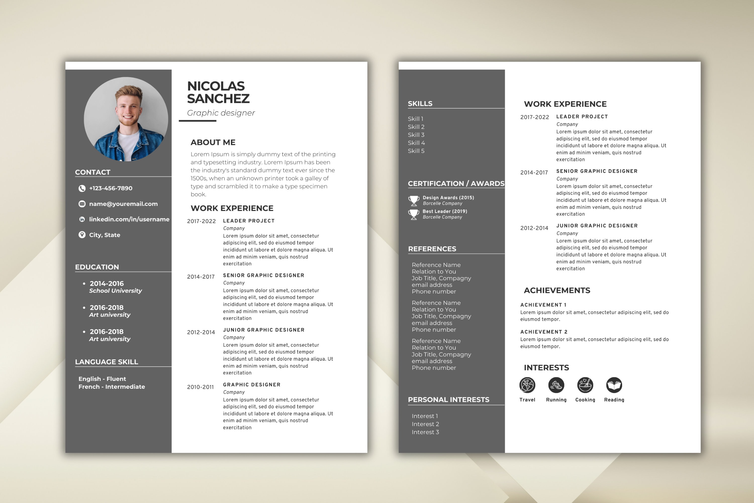 2 Pages, Functional Resume Template, Canva, Design Resume Template ...