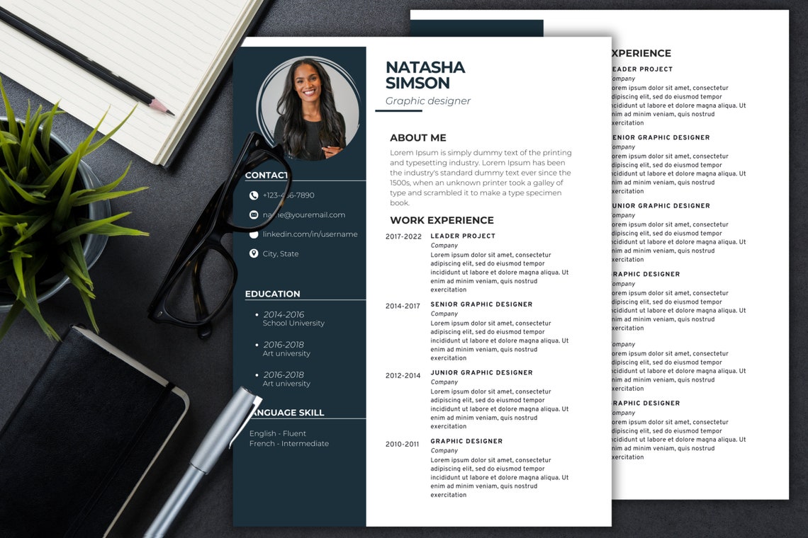 2 Pages, CV Template, Functional Resume Template, Canva, Design Resume ...