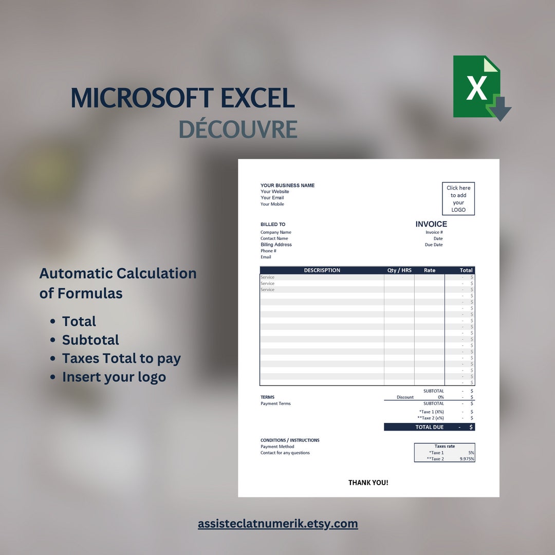 Customizable Business Invoice Template Excel With Integrated ...