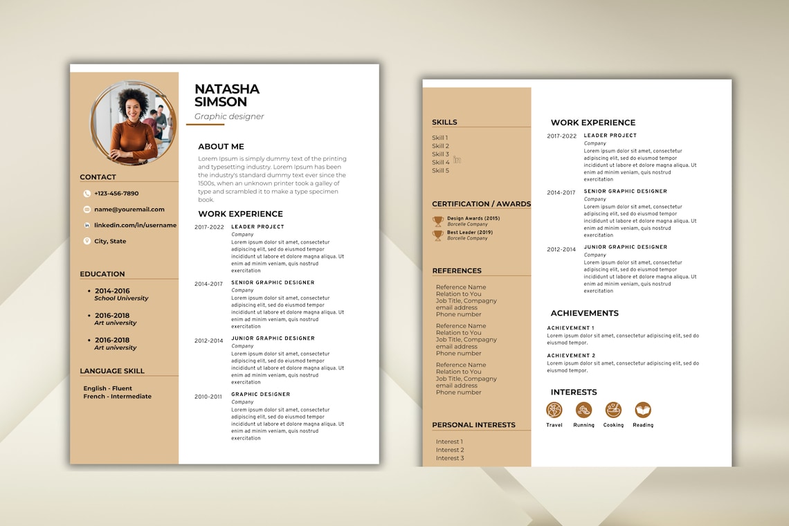 2 Pages, Functional Resume Template, Canva, Design Resume Template ...