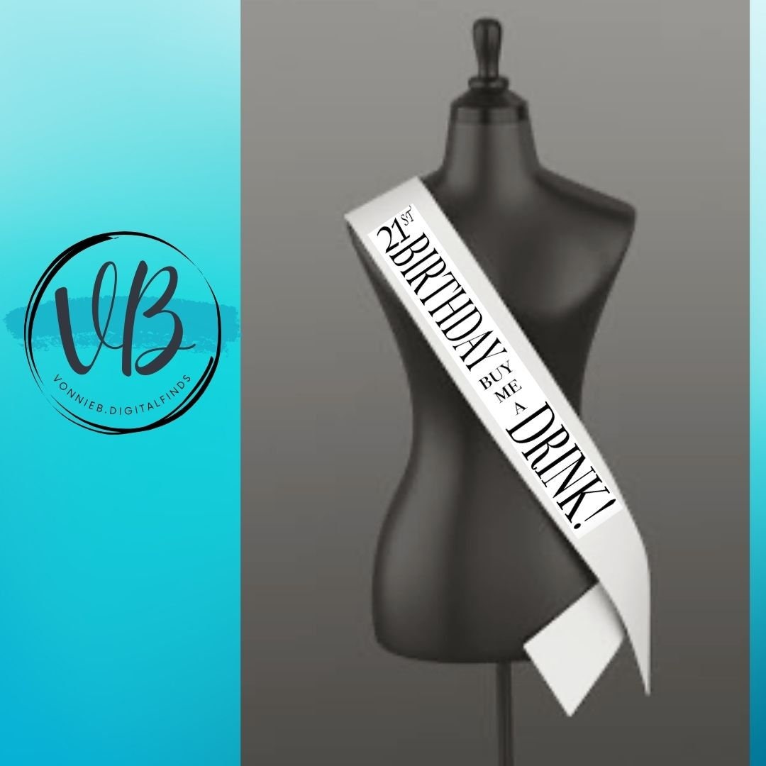 21st Birthday Sash Design SVG and PNG File - Etsy UK