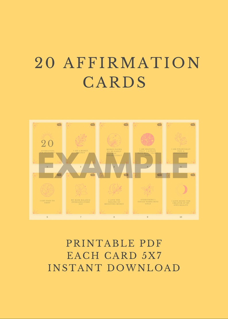 20 Affirmation Cards Printable, Affirmation Cards Digital, Vision Board ...