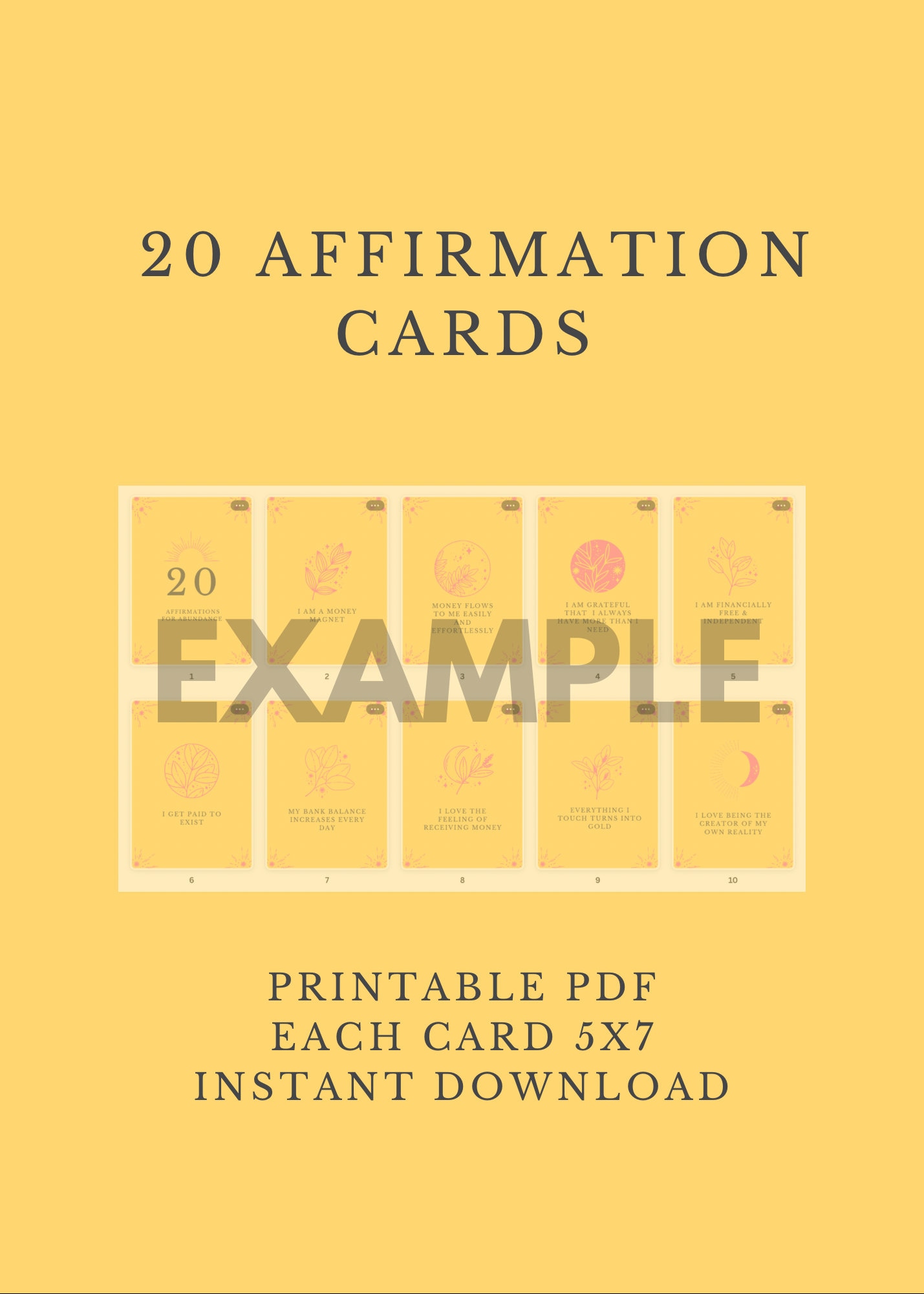 20 Affirmation Cards Printable Affirmation Cards Digital Vision Board