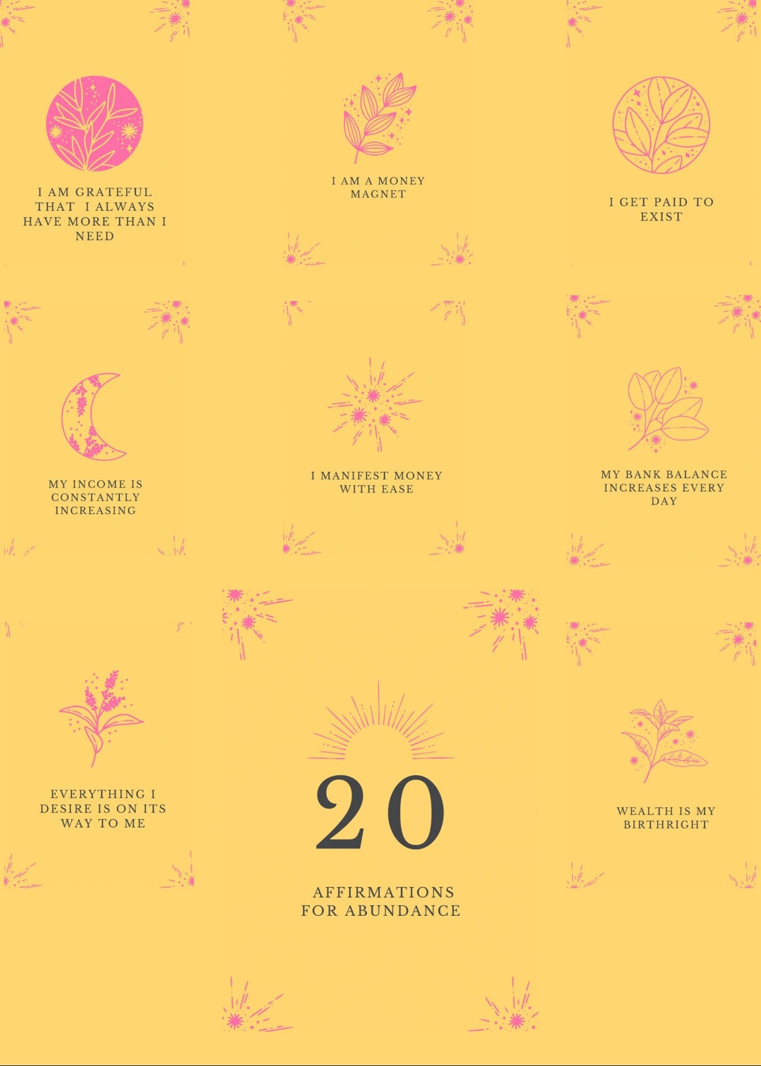 20 Affirmation Cards Printable, Affirmation Cards Digital, Vision Board ...