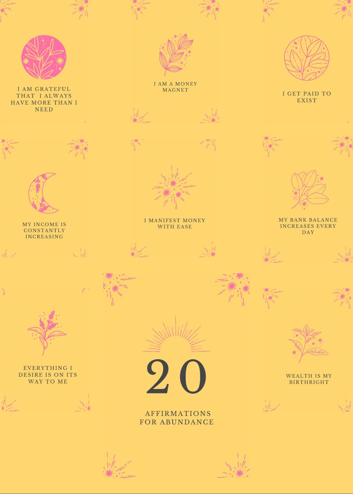 20 Affirmation Cards Printable, Affirmation Cards Digital, Vision Board ...