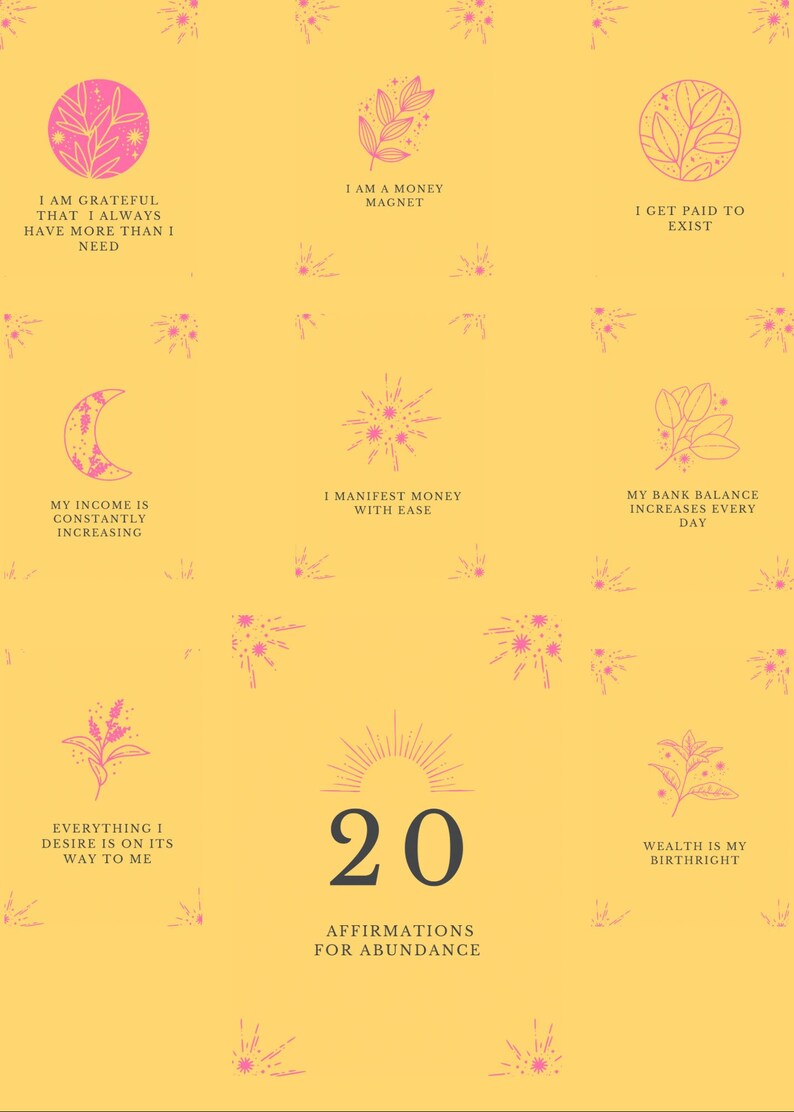 20 Affirmation Cards Printable, Affirmation Cards Digital, Vision Board ...