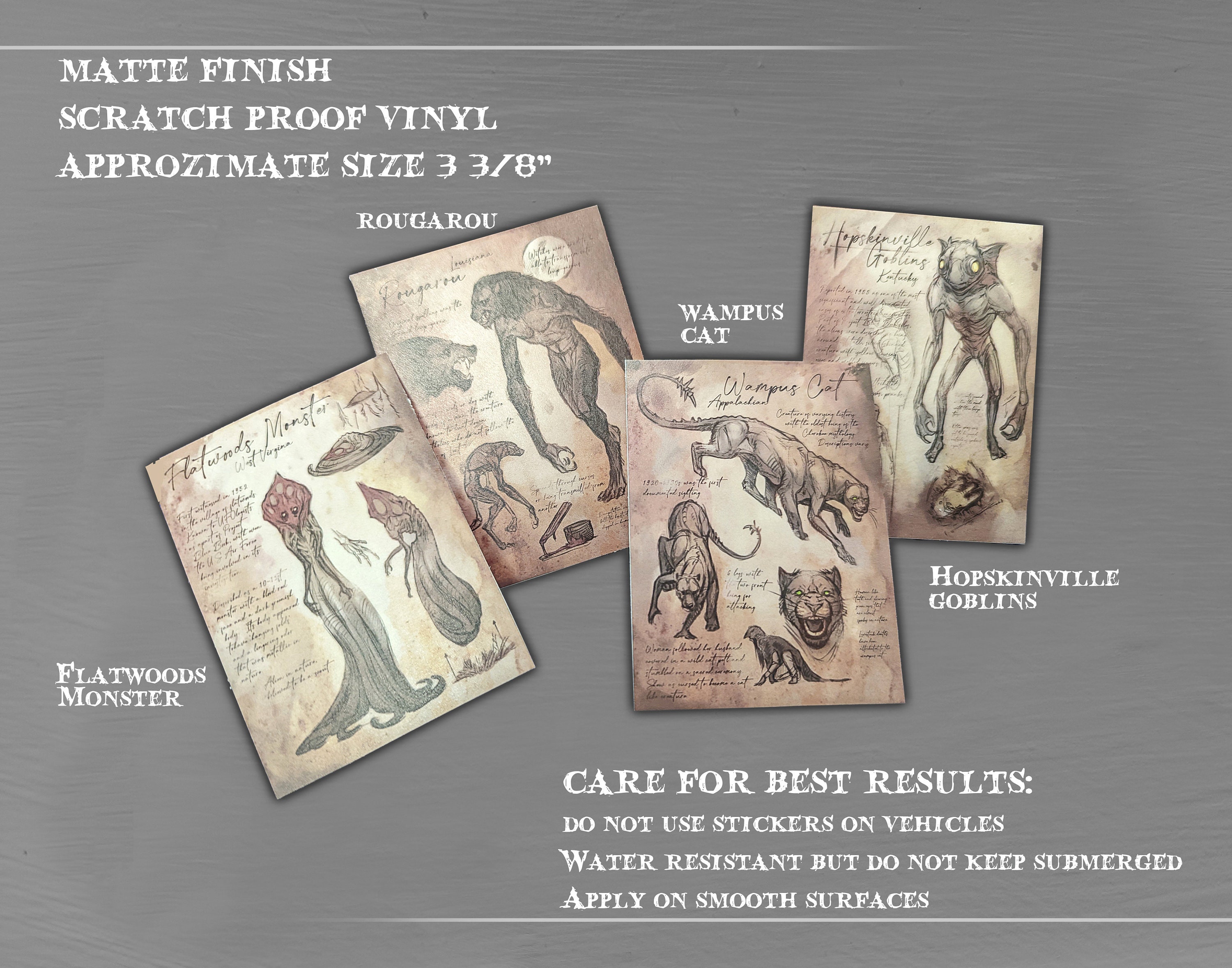 Cryptid Stickers: Wampus Cat, Rougarou, Fouke Monster - Etsy