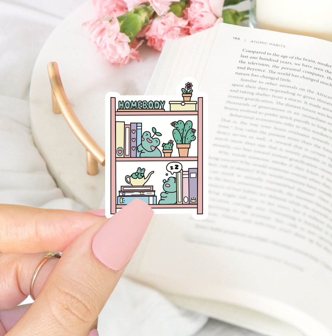 Frog on Bookshelf Sticker: Homebody Kindle Decal, Book Lover Gift - Etsy