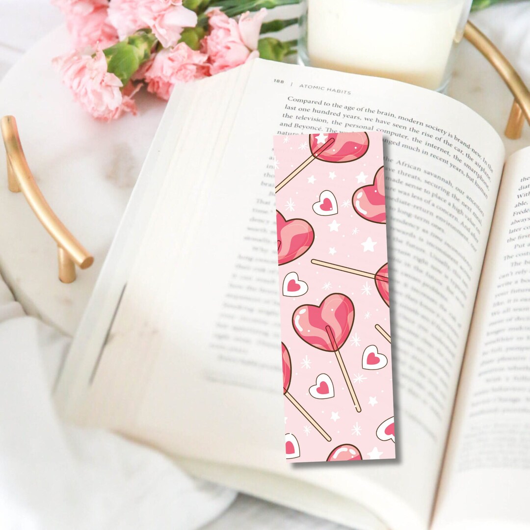 Retro Heart Candy Bookmark: Laminated Handmade Book Lover Gift - Etsy