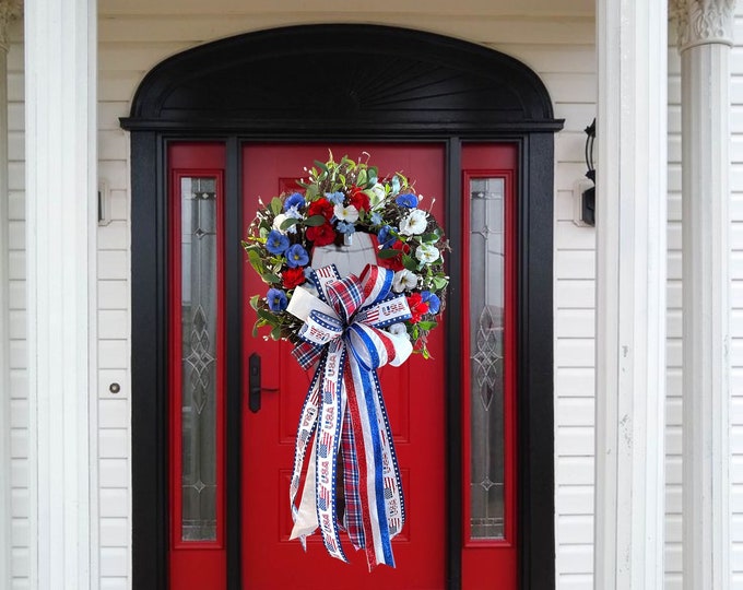 American Flag Patriotic Wreath July 4th Patriotic Flag Door Decor Flag ...