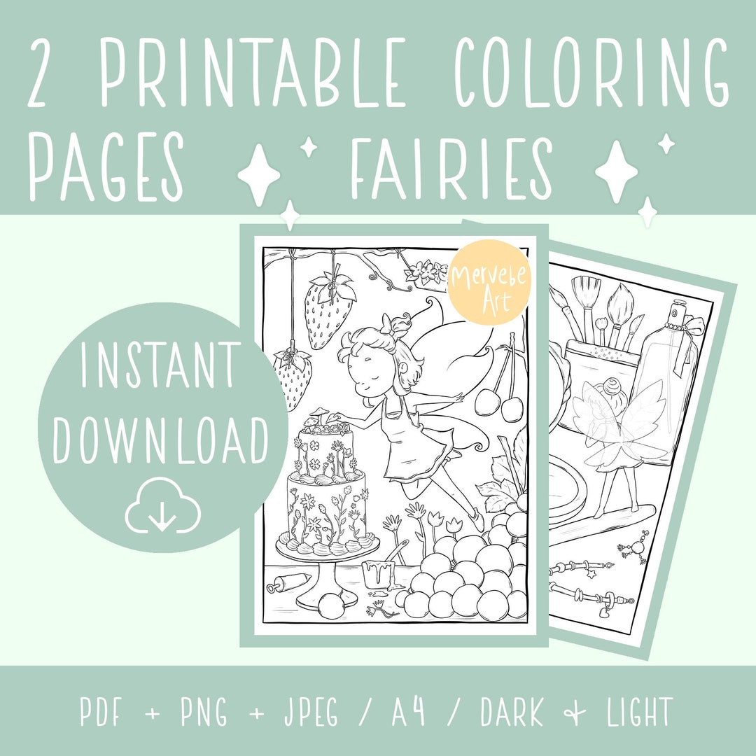 Baker Fairy Coloring Page, Pixie on a Makeup Vanity Colorings, Little ...