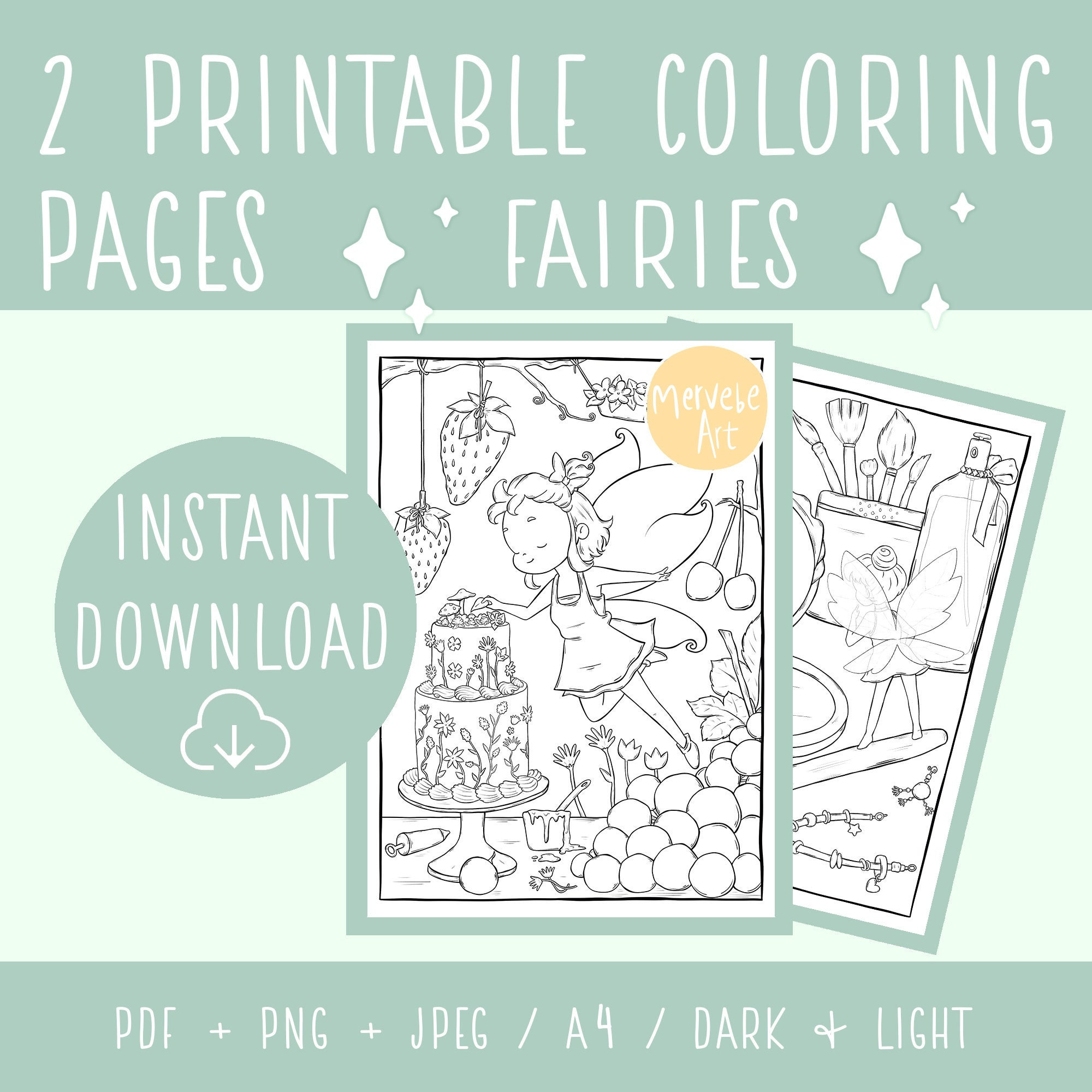 Baker Fairy Coloring Page, Pixie on a Makeup Vanity Colorings, Little ...