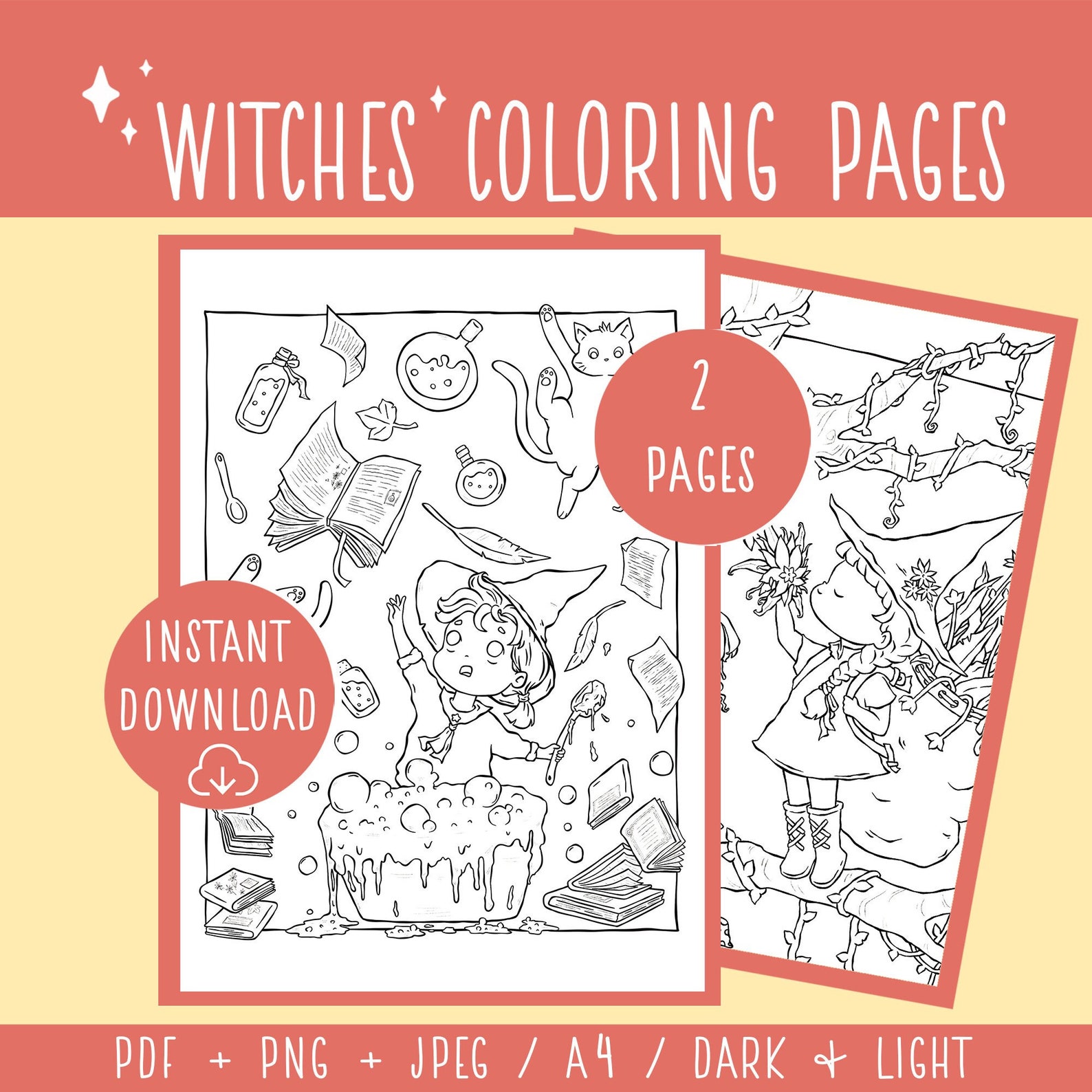 Clumsy Witch Creates Chaos Coloring Pages, Collecting Flowers, Herbs ...