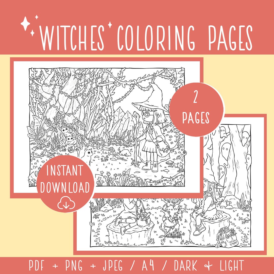 Forest Witches Coloring Pages, Enchanted Time in the Woods Printables ...