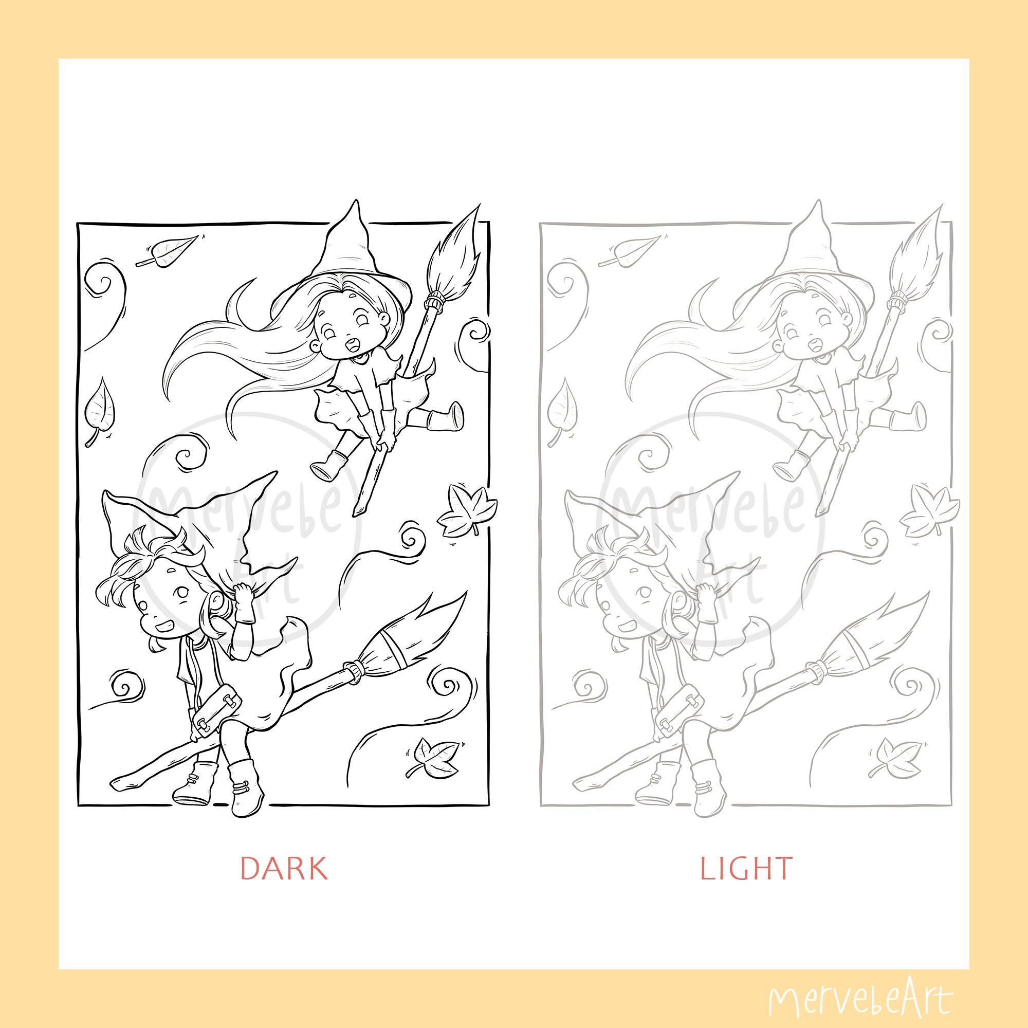 Flying Witches Coloring Pages, Flying Upside Down With Broomstick ...