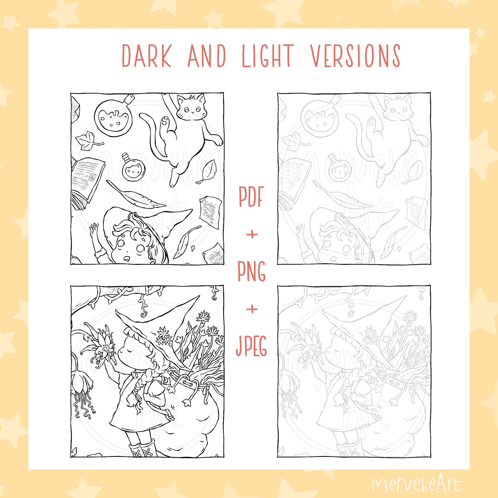 Clumsy Witch Creates Chaos Coloring Pages, Collecting Flowers, Herbs ...